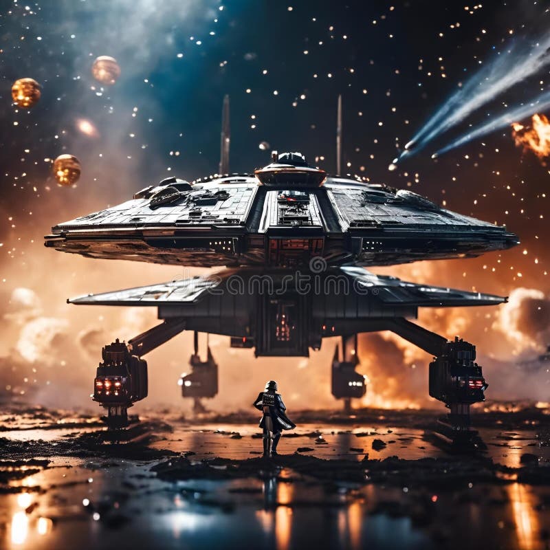 AI Generated Illustration of a Space-themed Rocket Ship with a Backdrop ...