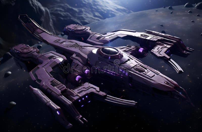 AI Generated Illustration of a Spacecraft Soaring through the Night Sky ...