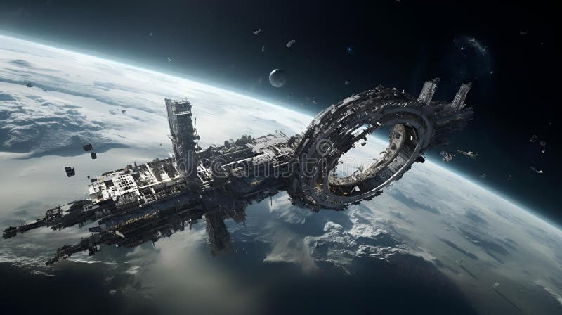 AI Generated Illustration of a Spacecraft Soaring through a Star-filled ...