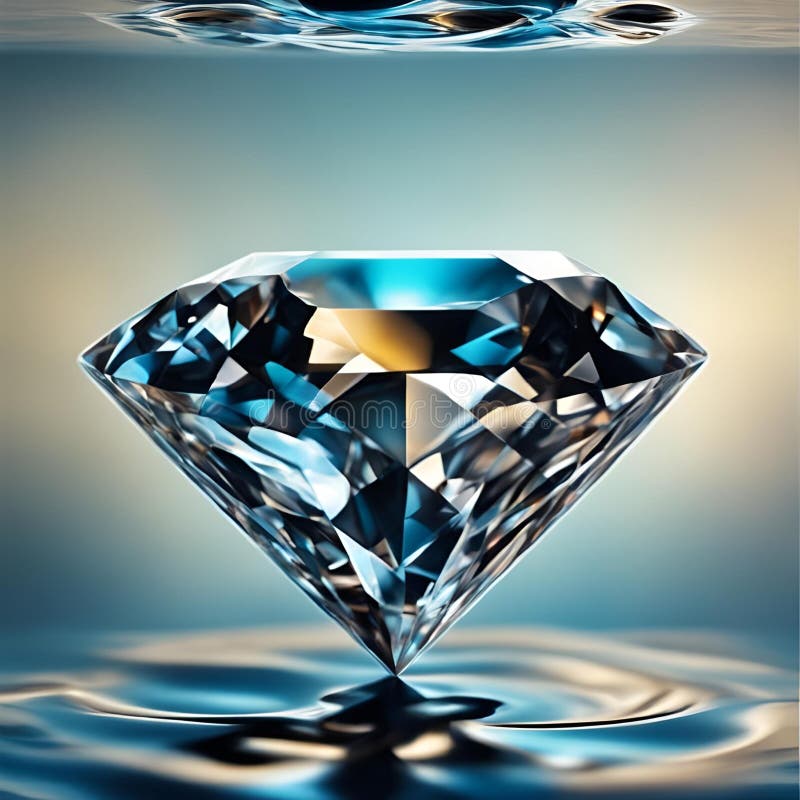 A Diamond Floating on Top of a Blue Water Surface with a Reflection ...