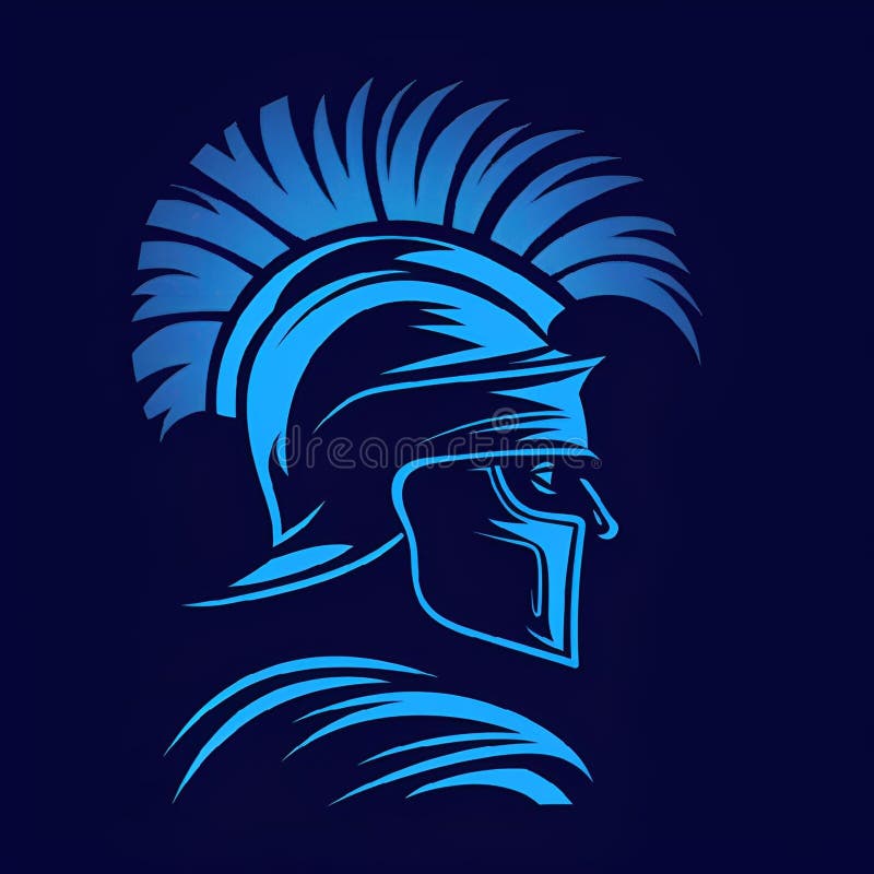 AI Generated Illustration of a Spartan Warrior Emblem on Blue Backdrop ...