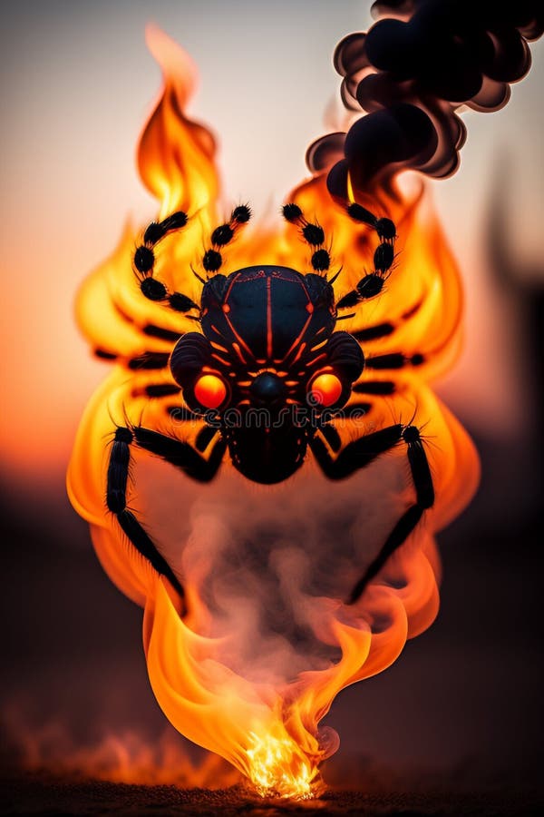 AI Generated Illustration of a Spider Demon Made of Fire and Smoke ...