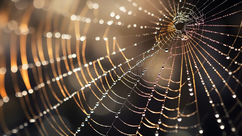 AI-generated Illustration of a Spider Web Covered in Water Droplets ...