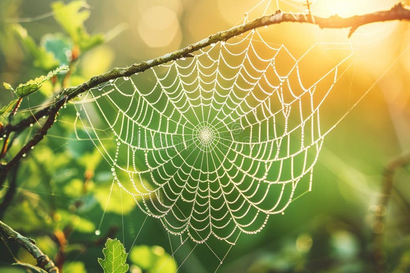 AI-generated Illustration of a Spider Web Wrapped on a Branch Stock ...