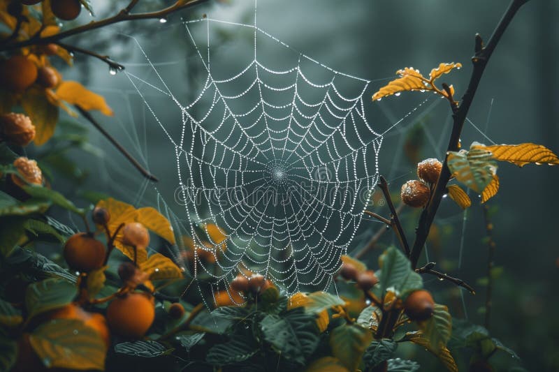 AI-generated Illustration of a Spider Web Wrapped on a Branch Stock ...