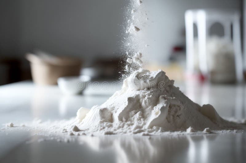 AI Generated Illustration of Spilling Flour of Wheat on White Flat ...