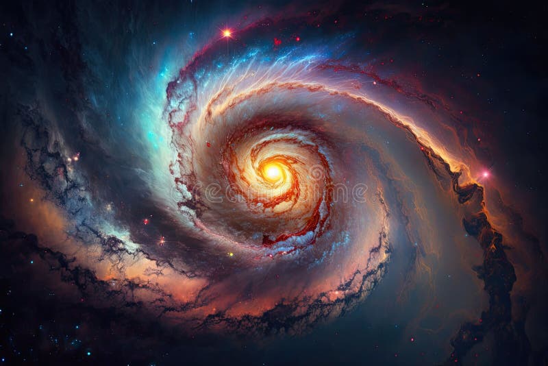 AI Generated Illustration of a Spiral-shaped Planetary Galaxy with a ...