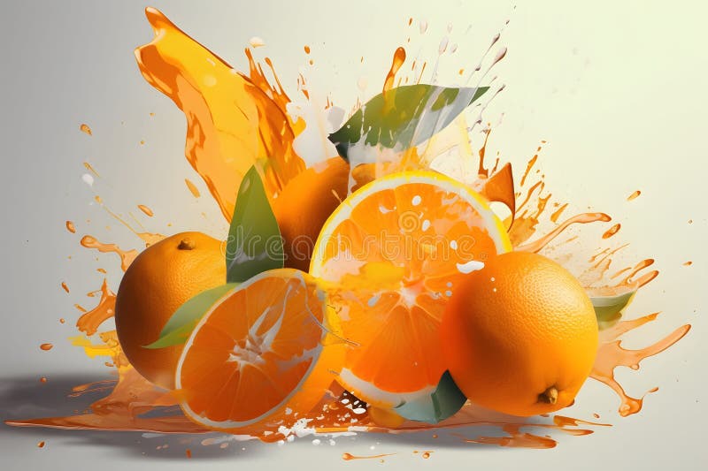 AI Generated Illustration of Splashing Exploding Orange Fruits for ...