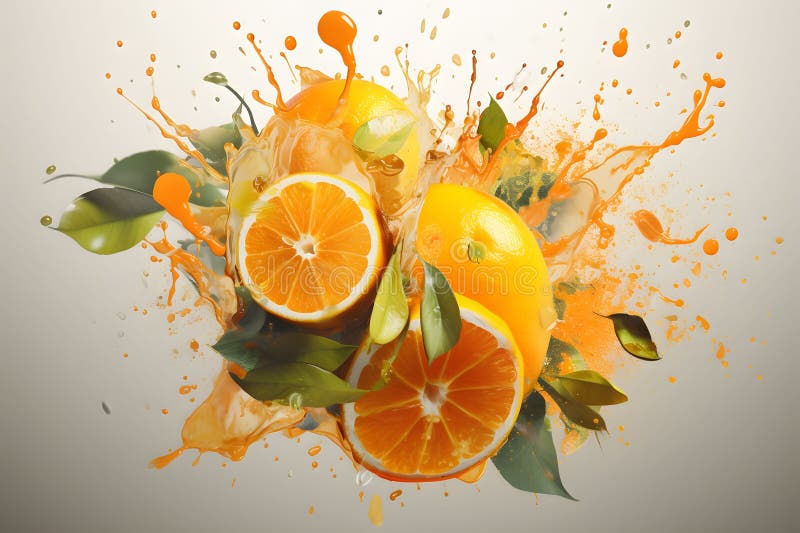 AI Generated Illustration of Splashing Exploding Orange Fruits for ...