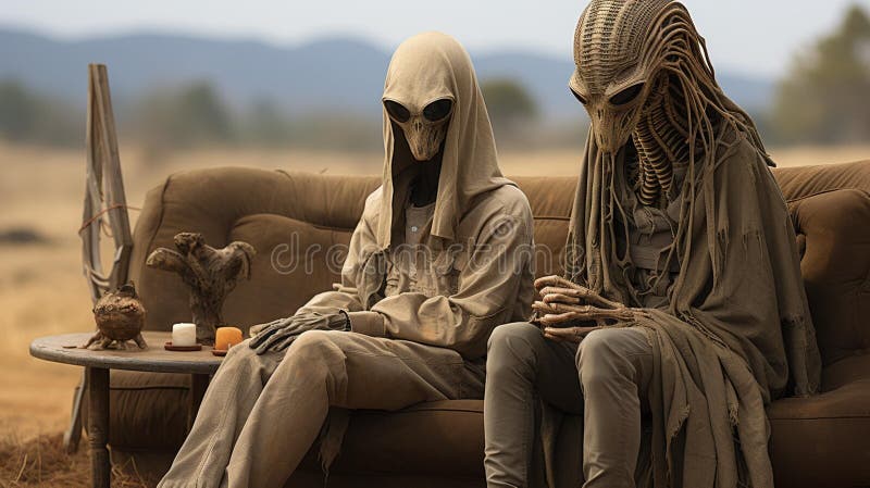 AI Generated Illustration of Spooky Creatures Sitting on the Chairs ...