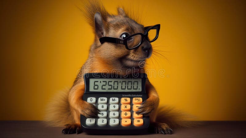 AI Generated Illustration of a Squirrel in Glasses Holding a Calculator ...