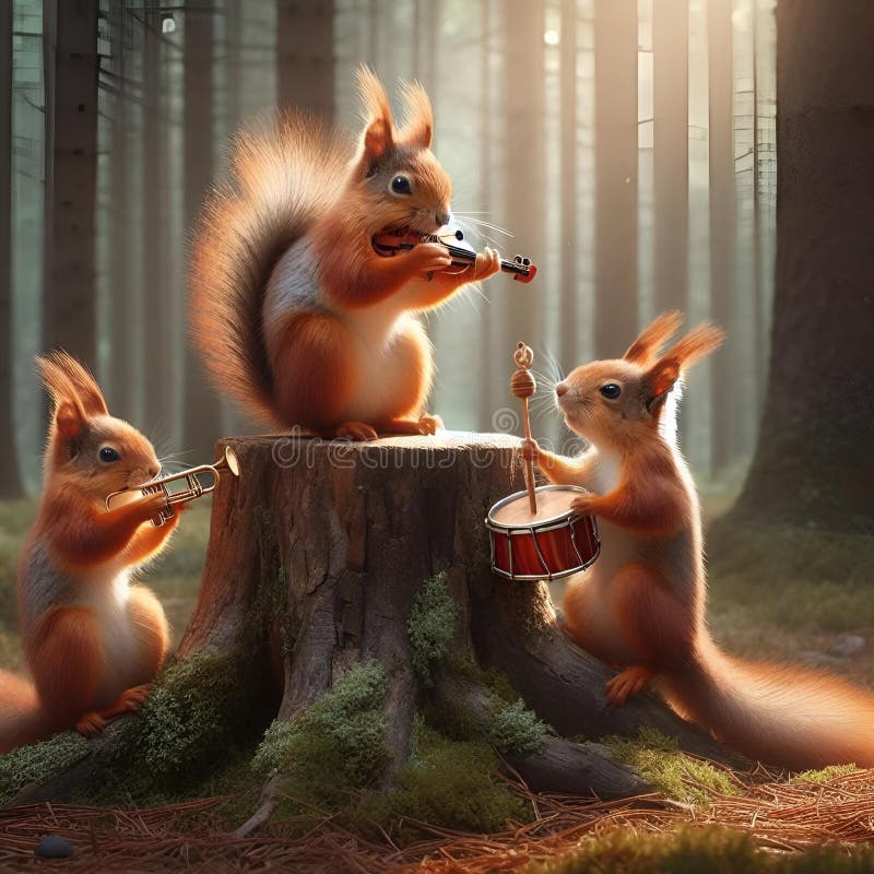 AI Generated Illustration of Squirrels Playing Instruments in the ...