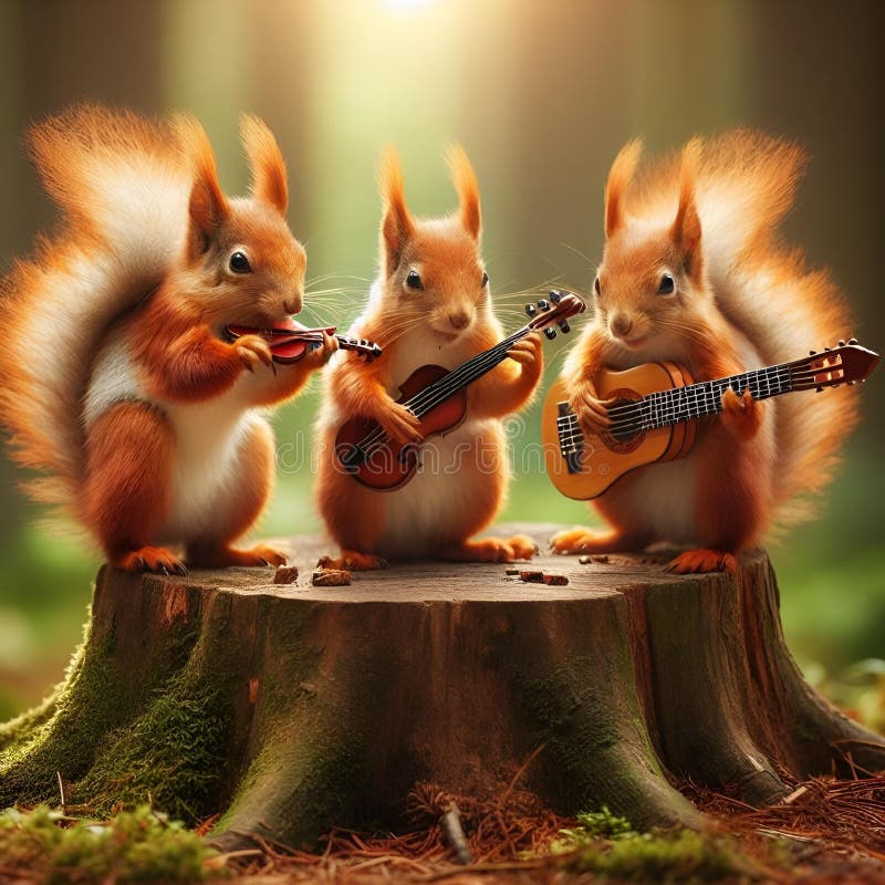 AI Generated Illustration of Squirrels Playing Instruments in the ...
