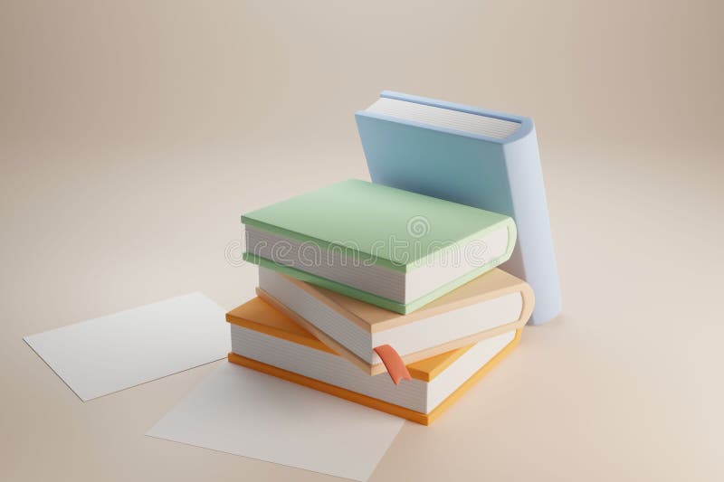 AI Generated Illustration of a Stack of Books in Pastel Colors Stock ...