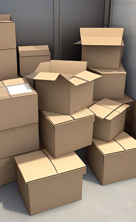AI Generated Illustration of a Stack of Boxes in a Room Stock ...