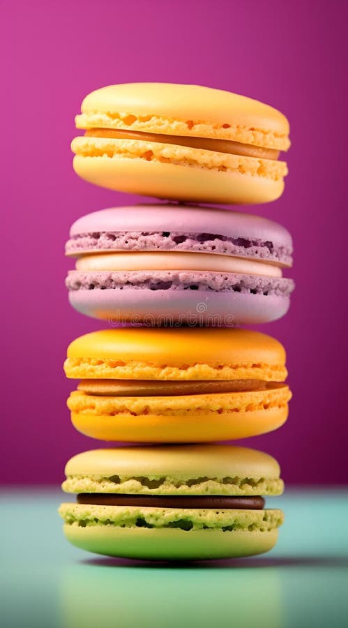 AI Generated Illustration of a Stack of Colorful Macarons Stock ...