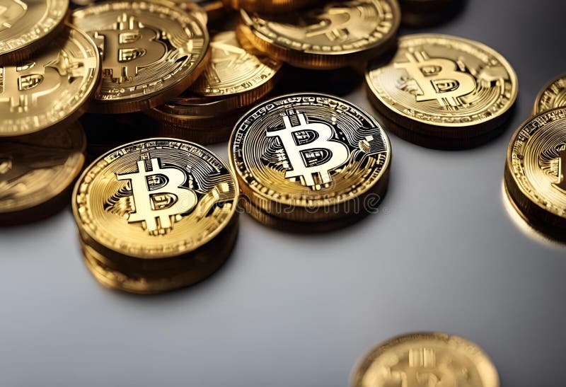 A Pile of Golden Bitcoins Sitting on Top of Each Other Stock ...