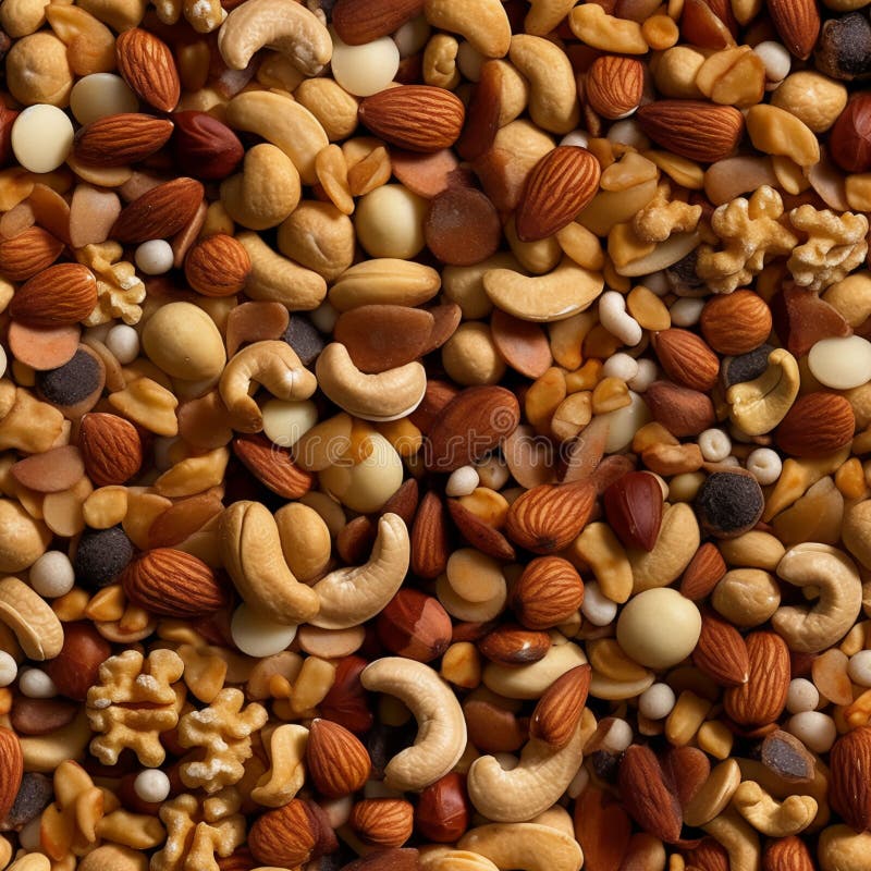 AI Generated Illustration of a Stack of Mixed Nuts Stock Illustration ...