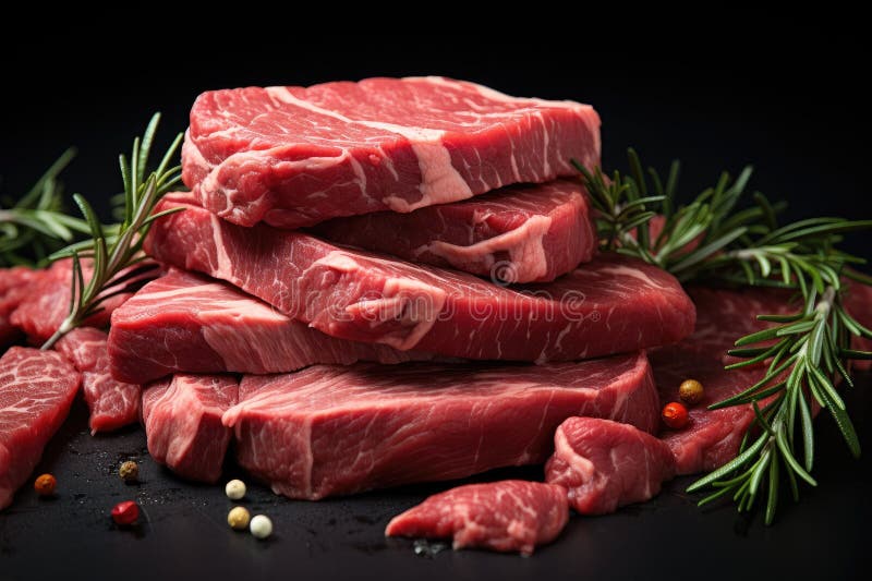 AI Generated Illustration of a Stack of Raw Beef Steak Stock ...