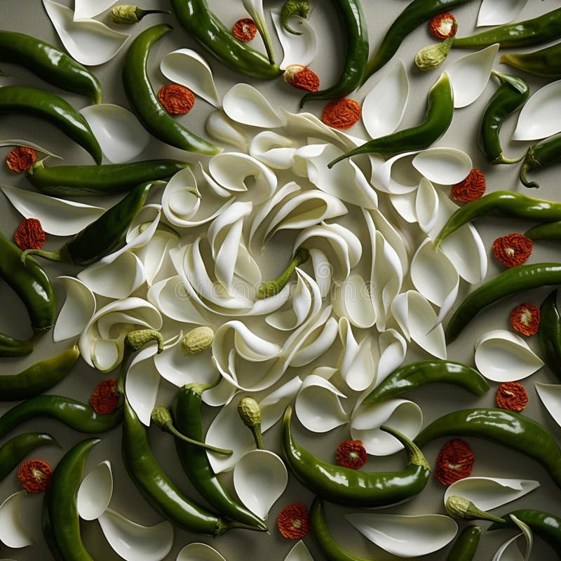 AI Generated Illustration of a Stack of Various Peppers on a White ...