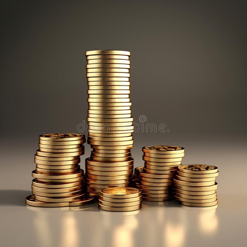 Stacks of Coins and Cash Money Bundles Stock Vector - Illustration of ...