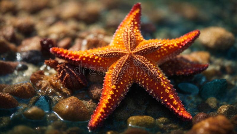 AI Generated Illustration of a Starfish Basking on a Pebbly Beach Stock ...