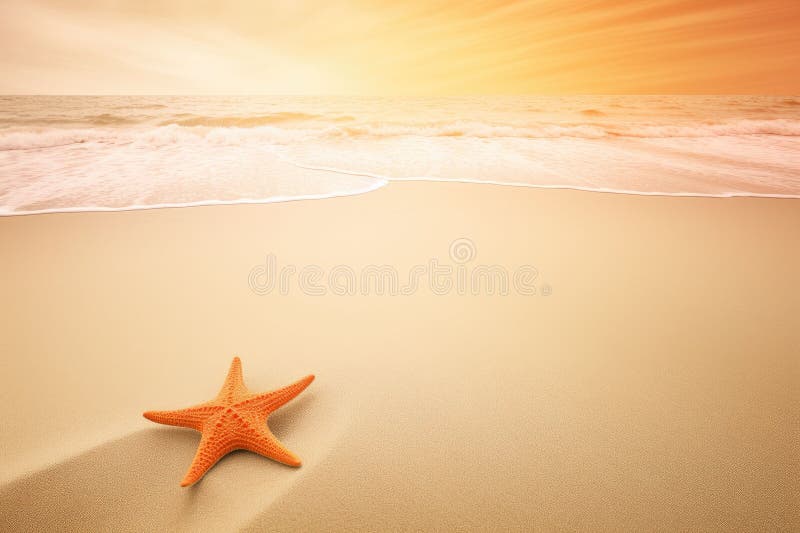 AI Generated Illustration of a Starfish on a Sandy Beach with a ...