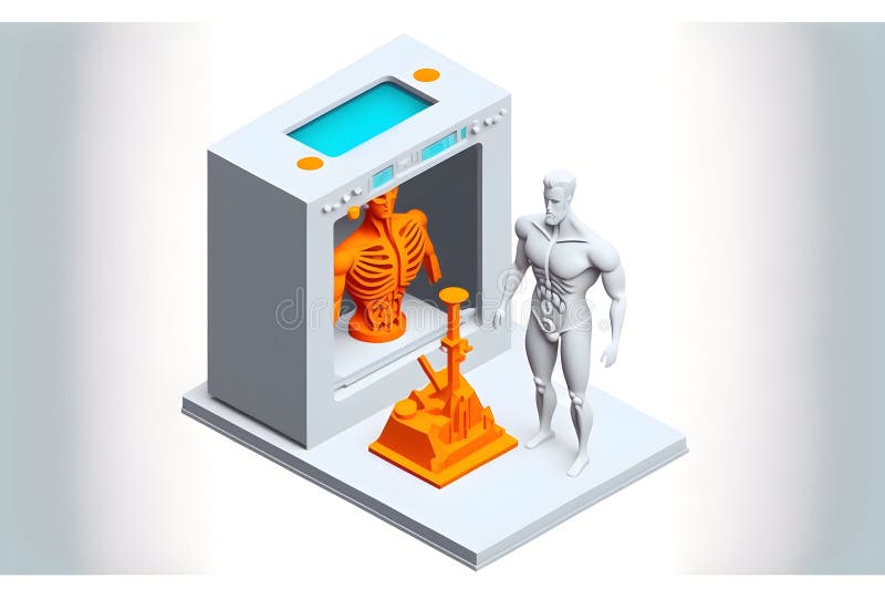 AI Generated Illustration of a Statue of a Man in Front of a Computer ...