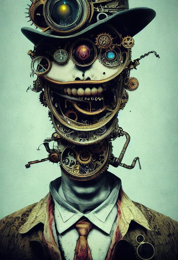 AI Generated Illustration of a Steampunk Humanoid Character with a ...