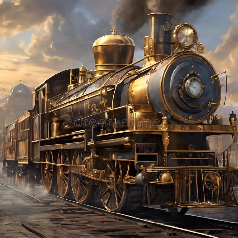 AI Generated Illustration of a Steampunk Steam Engine Stock ...