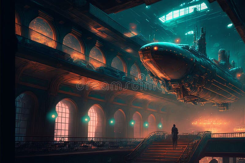 AI Generated Illustration of a Steampunk Underwater Ship in the ...