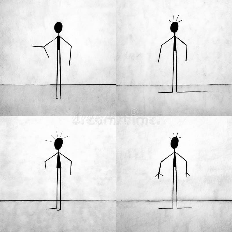 AI Generated Illustration of a Stick Figure in Four Different Poses ...
