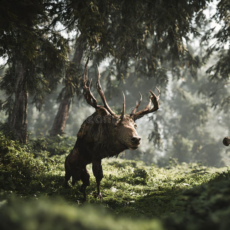 AI Generated Illustration of Strange Mutated Deer-like Creature with ...