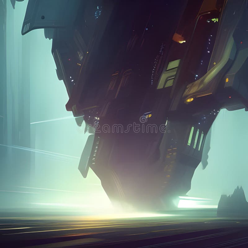 AI-generated Illustration of a Strangely Shaped Dark Tech Machine with ...