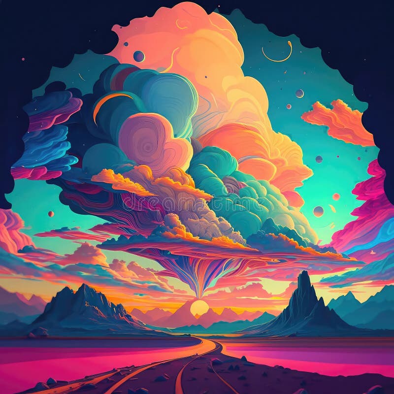 AI Generated Illustration of a Stunning Abstract Landscape Featuring a ...