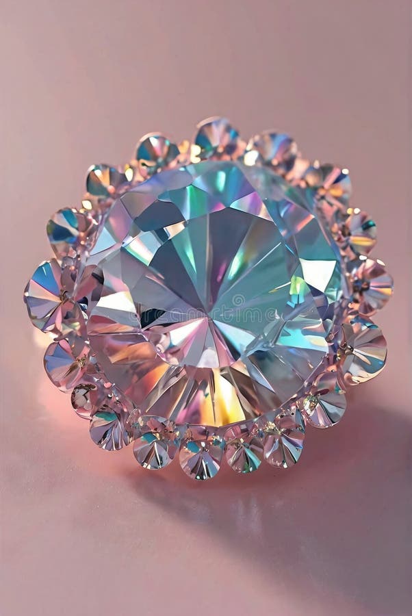 A Stunning Iridescent Diamond Stone. Stock Illustration - Illustration ...