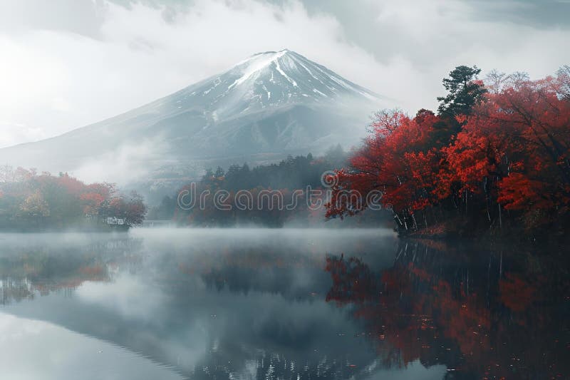 AI Generated Illustration of a Stunning Reflection of an Orange Tree in ...