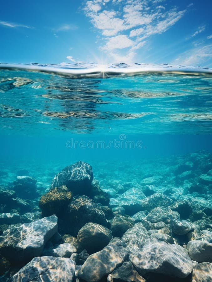 AI Generated Illustration of a Stunning Underwater View of Rocks Stock ...