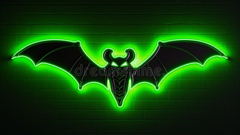 AI Generated Illustration of a Stylized Bat Logo Illuminated with Green ...