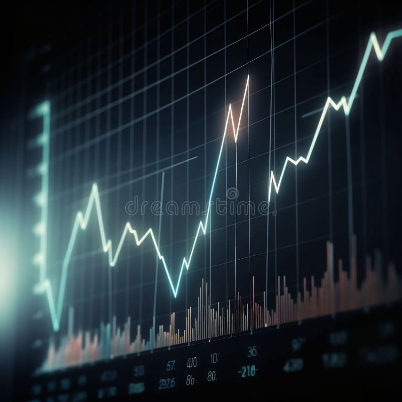 AI Generated Illustration of a Stylized Graph with Glowing Rise and ...