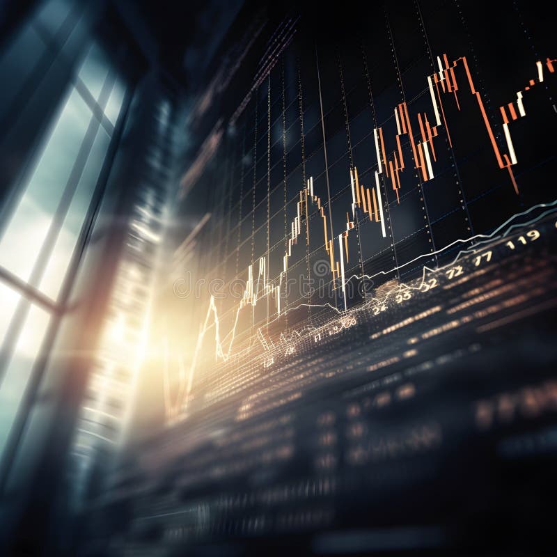 AI Generated Illustration of a Stylized Graph with Glowing Rise and ...