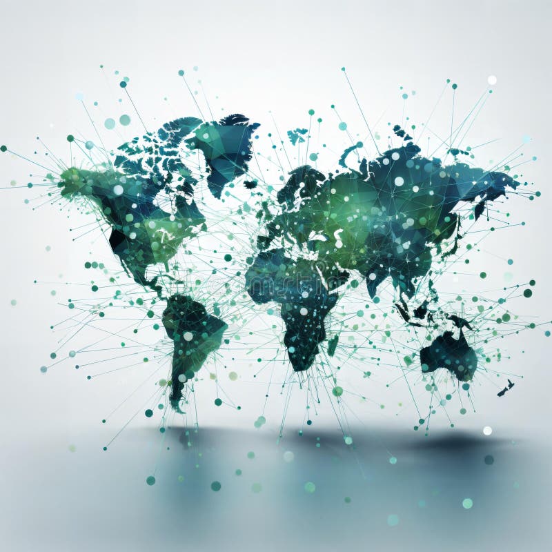 AI Generated Illustration of a Stylized World Map with Dotted Lines ...