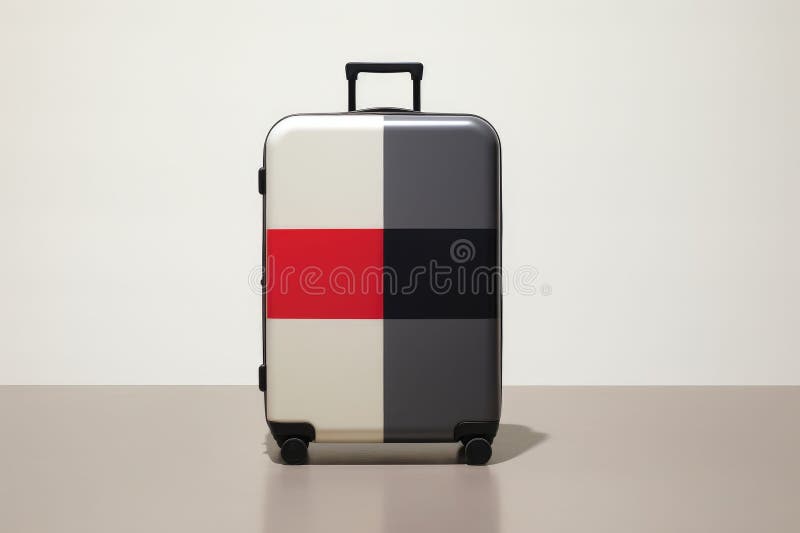 AI-generated Illustration of a Suitcase with Gray, White and Red Square ...