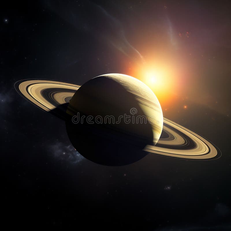 AI Generated Illustration of the Sun Radiating in Front of Saturn in ...