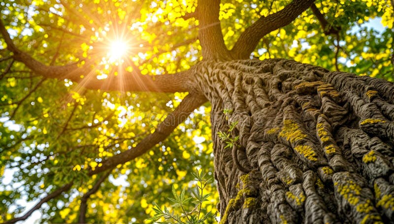 AI Generated Illustration of the Sun Shining on Tree with Visible Roots ...