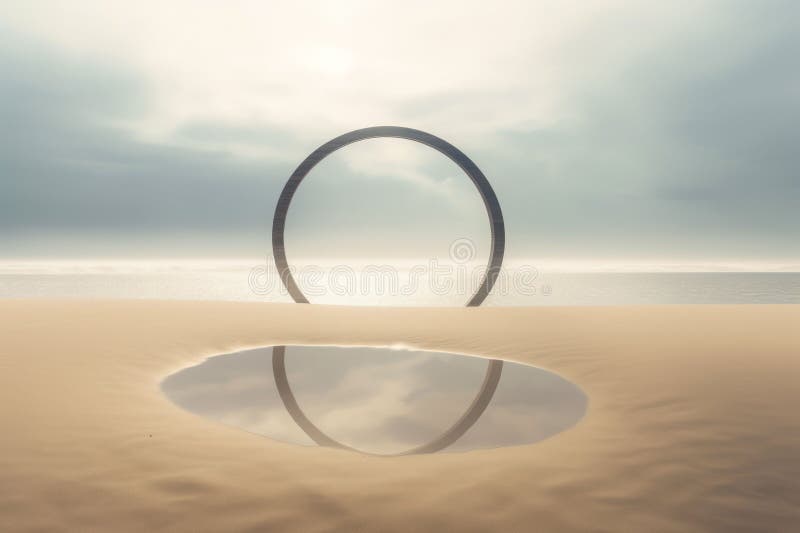 AI-generated Illustration of a Sunlit Golden Beach Featuring a Circle ...