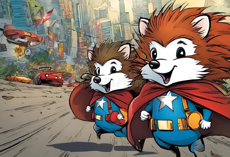 AI Generated Illustration of a Superhero Comic Book Hedgehogs in the ...