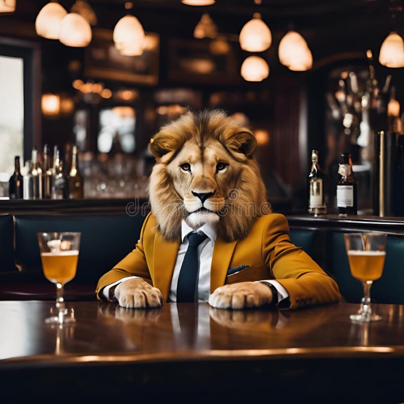 AI Generated Illustration of a Surreal Image of a Lion Dressed in a ...
