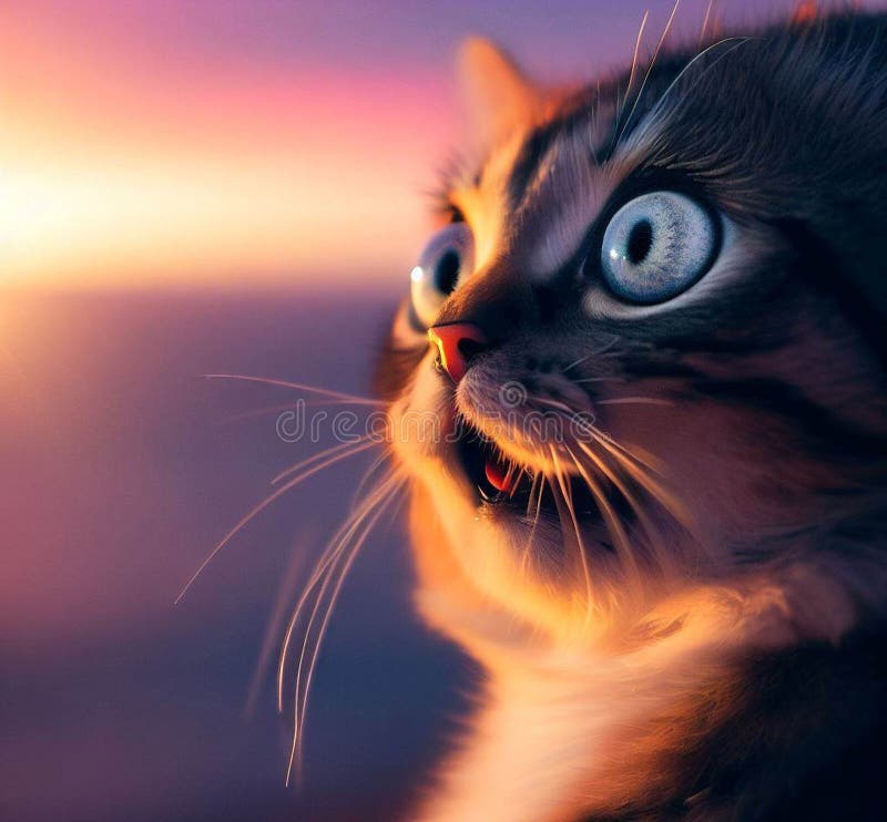 AI Generated Illustration of a Tabby Cat with Bug Eyes Stock ...