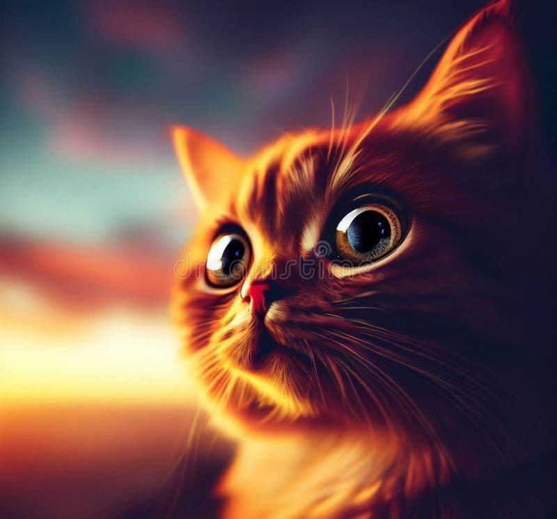 AI Generated Illustration of a Tabby Cat with Bug Eyes Stock ...